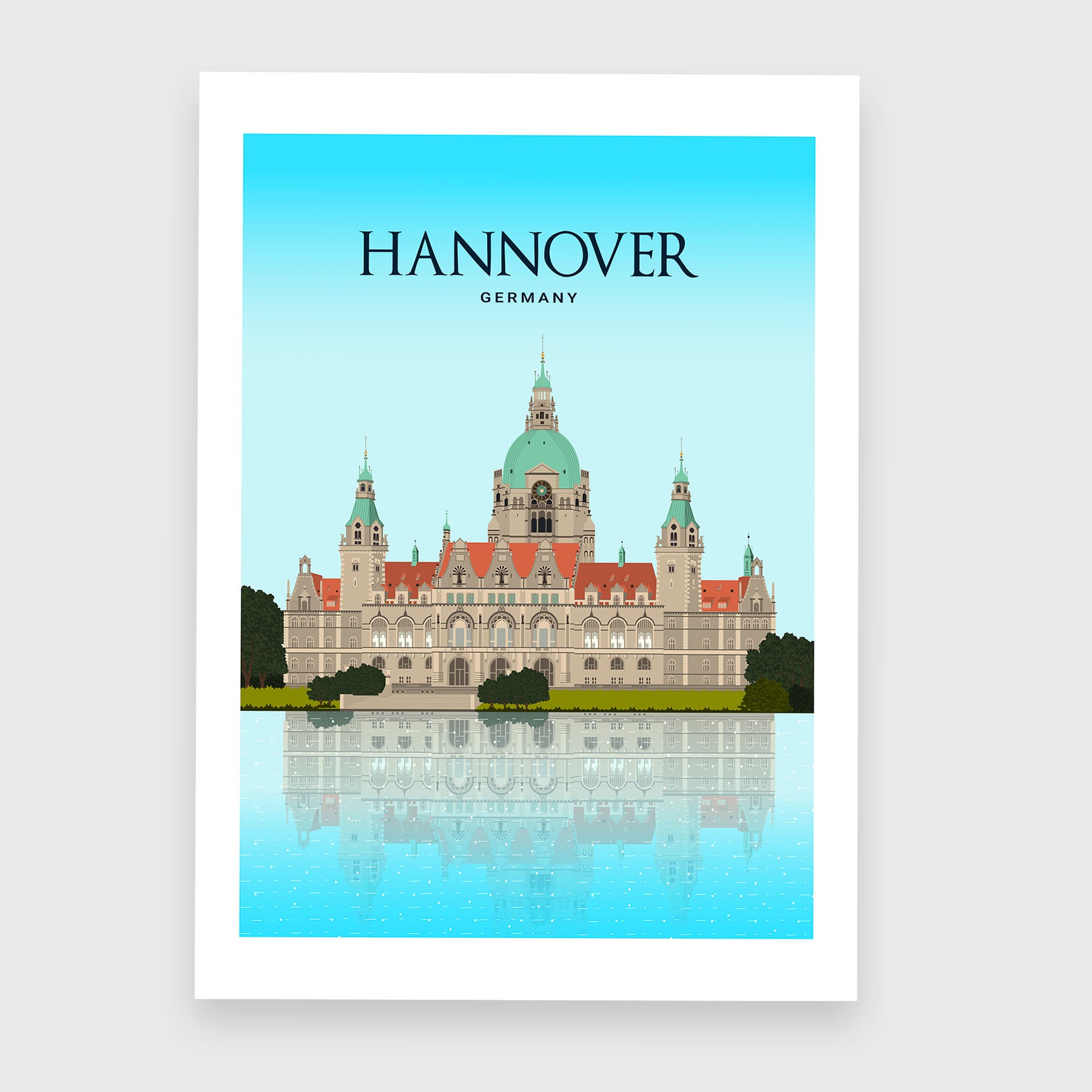 Hannover, Germany, day city poster– Kawaink