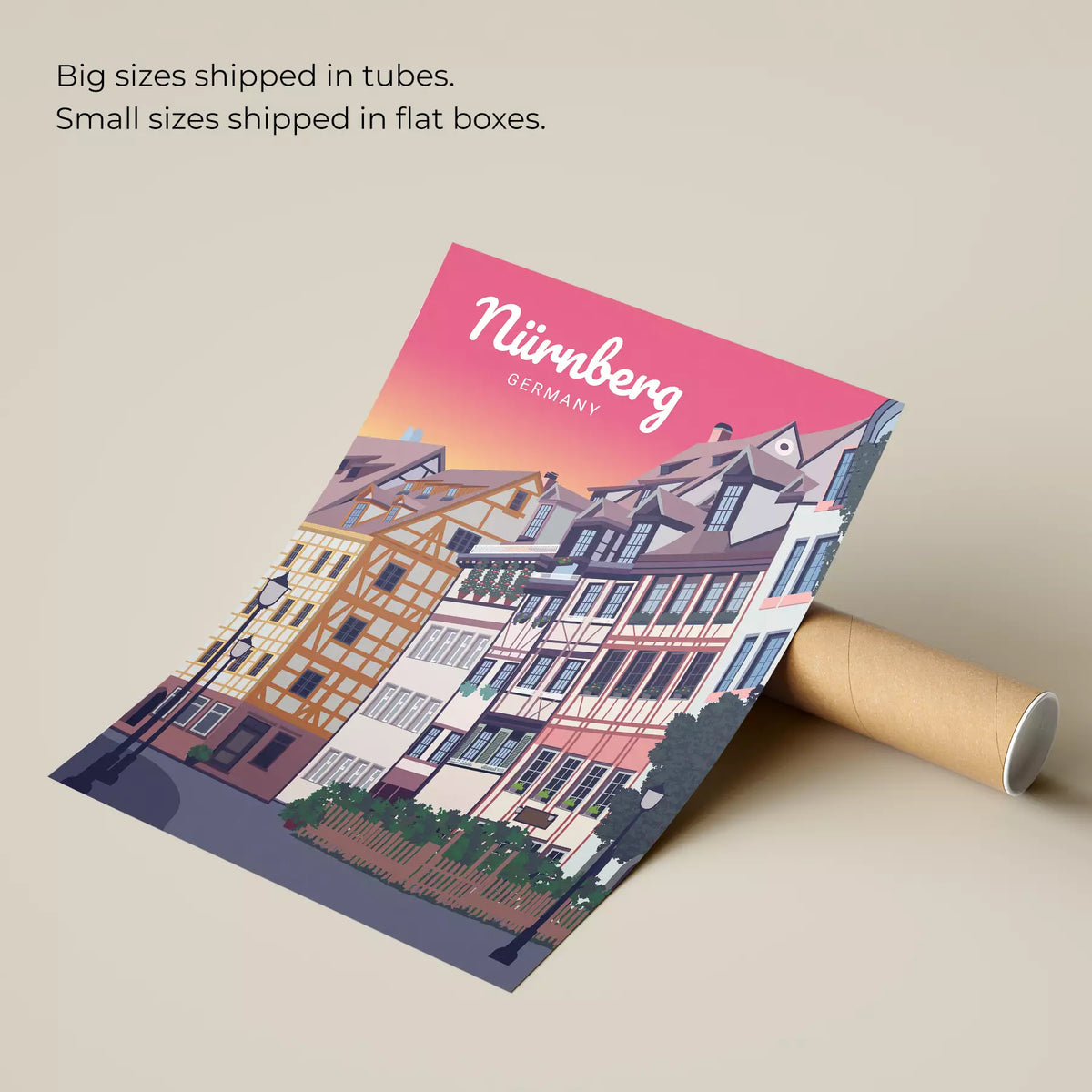 Nuremberg, Germany, sunset city poster– Kawaink